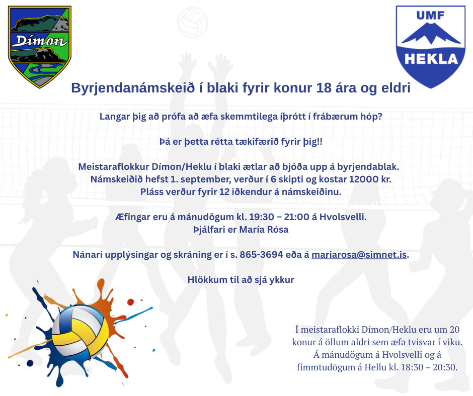 Byrjendanámskeið í blaki | Rangárþing ytra